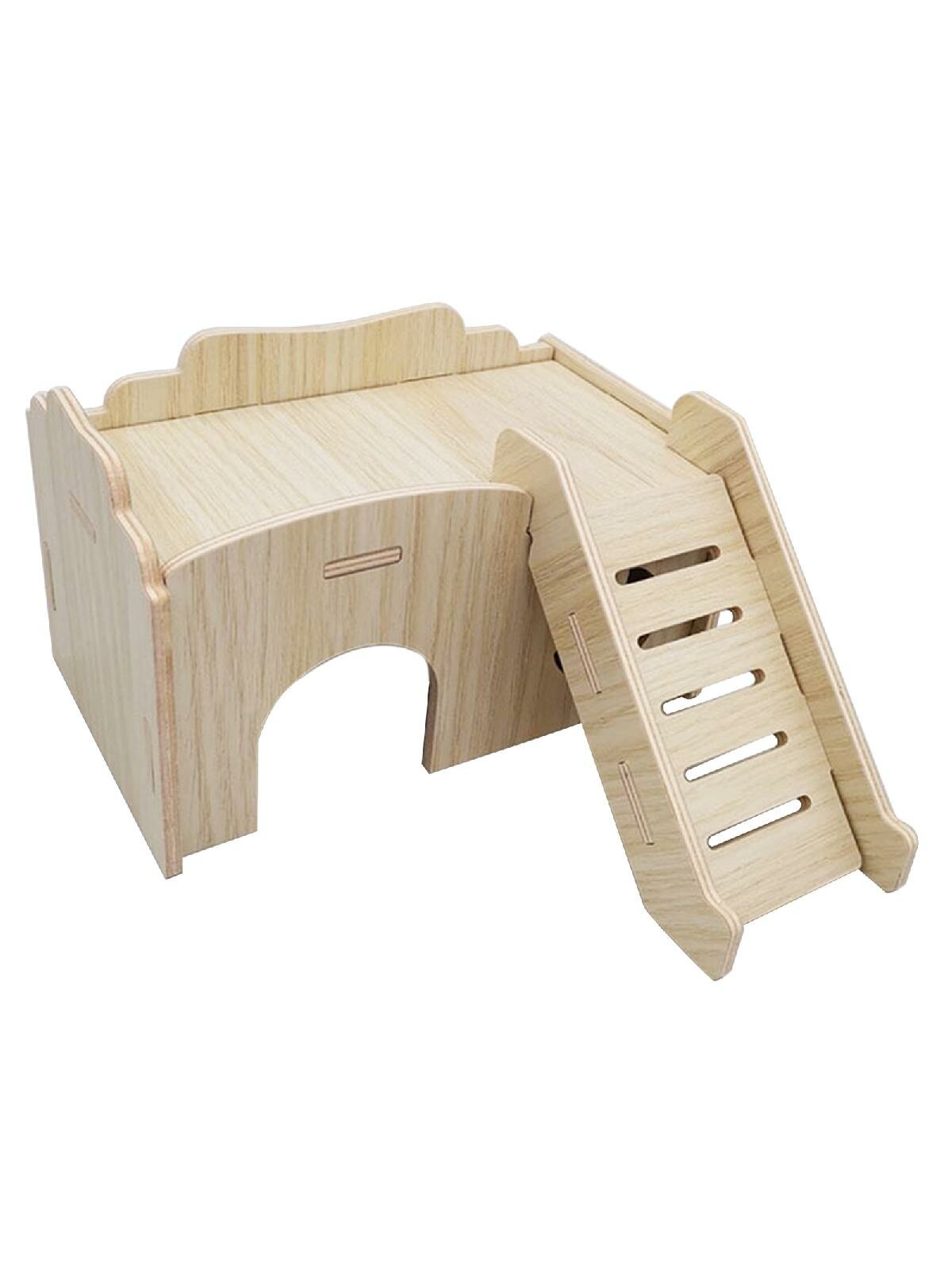 Домик-убежище для хомяка из прочного дерева, место обитания хомяка-гнездо из натурального дерева