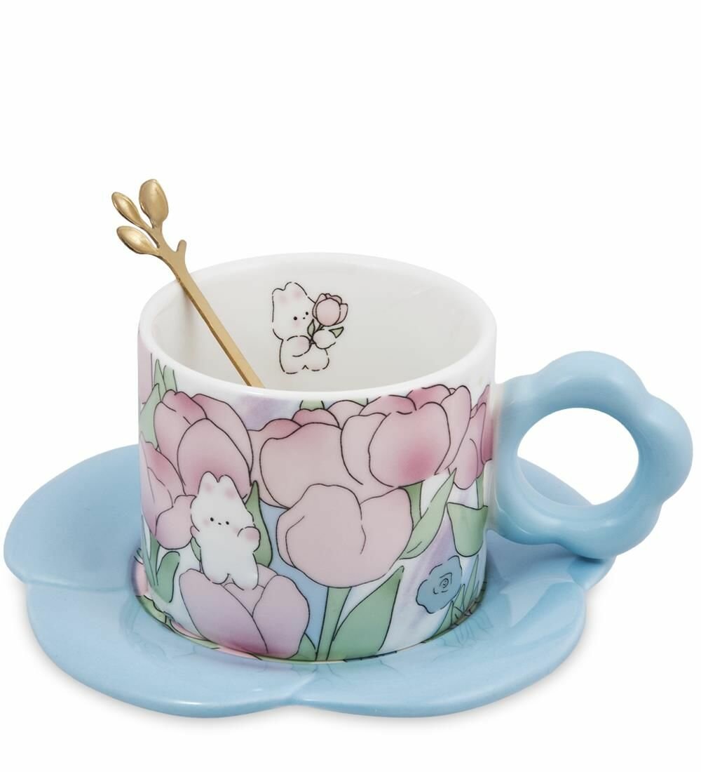 Чайная пара "Зайчонок в тюльпанах" A2188369 разностор