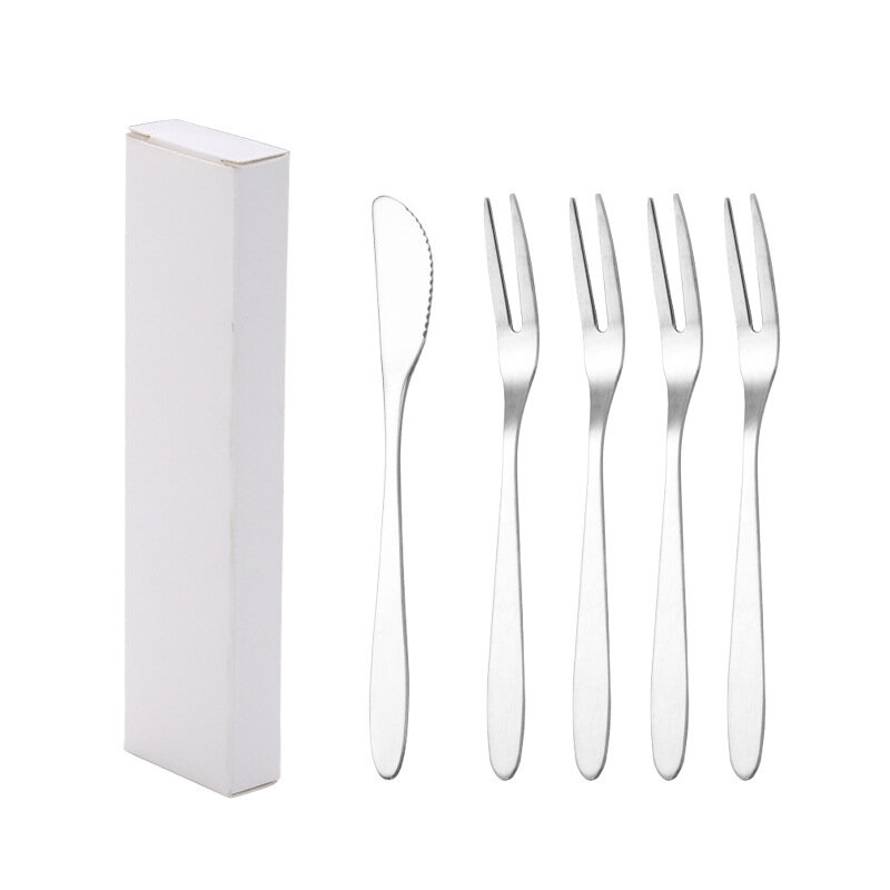 Набор столовых приборов из нержавеющей стали 304: вилка для фруктов, вилка для десертов, вилка для торта, двухзубчатый