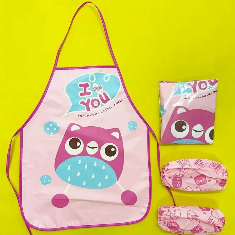 KNOW EASY-Детский фартук с нарукавниками (3 предмета) водонепроницаемый комплект для рисования, возраст 3-6 лет, экологичный PEVA материал