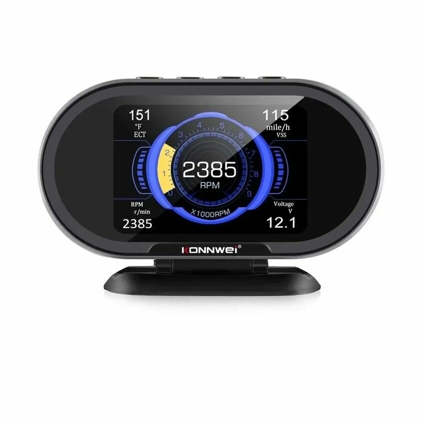 Автомобильный сканер OBD2 KONNWEI KW206 / Дисплей HUD Head Up/Датчик расхода топлива автомобиля, температуры воды