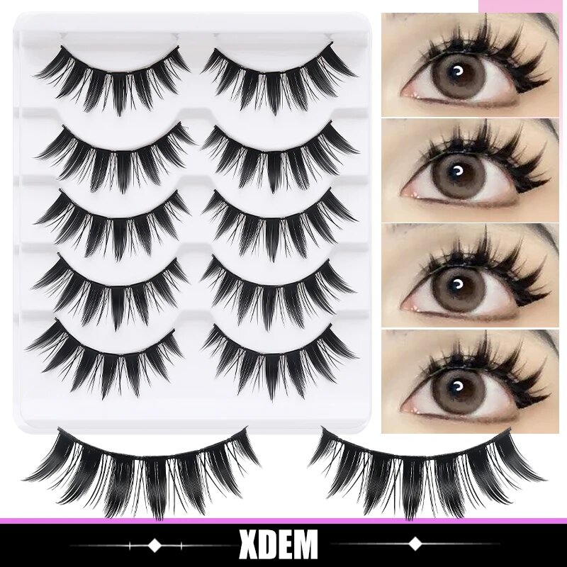 DINGSEN 5 пар ресниц накладные ресницы натуральные длинные манга ресницы крылатые концы глаз удлиненные ресницы накладные ресницы макияж