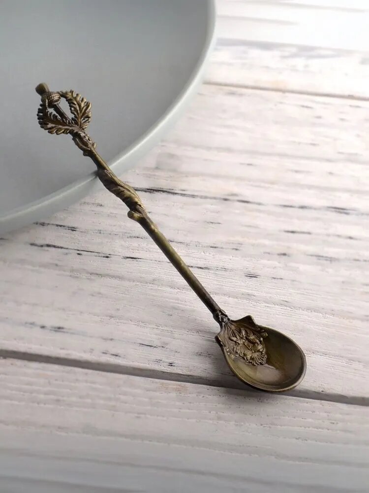 Ложка кофейная Винтажная ложка для льда диаметром 11,9 см/Фруктовые десертные ложки в королевском стиле 1 предм. бронза