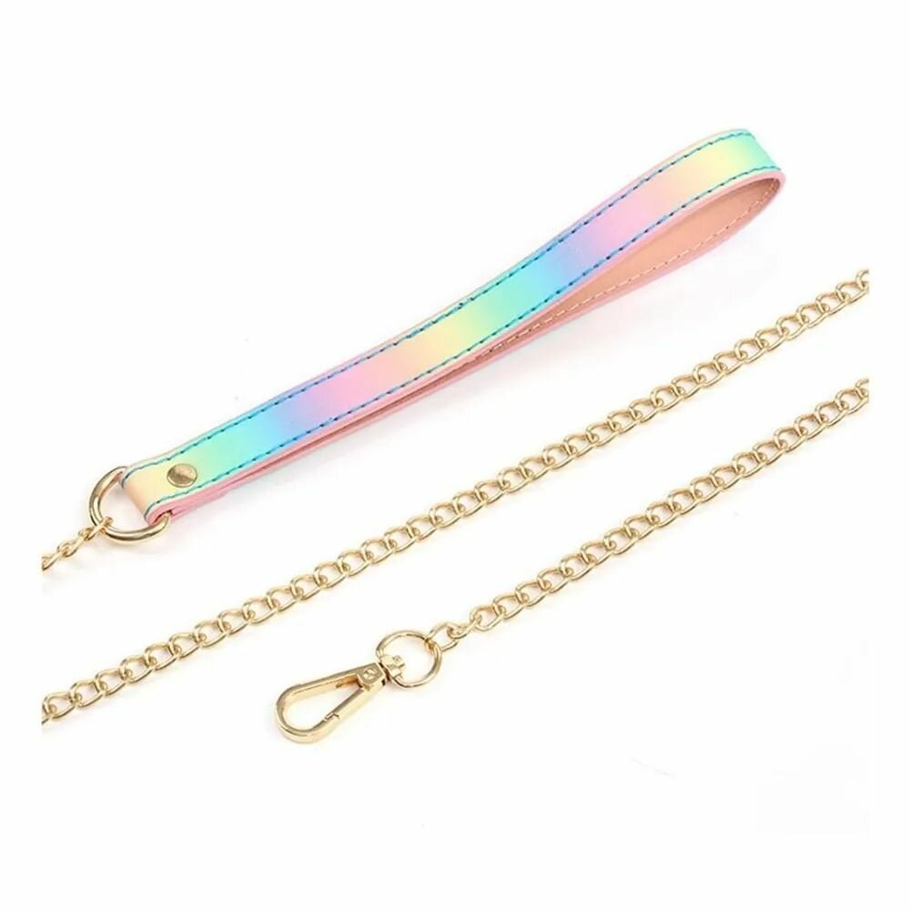 Кожаный ошейник с поводком для БДСМ