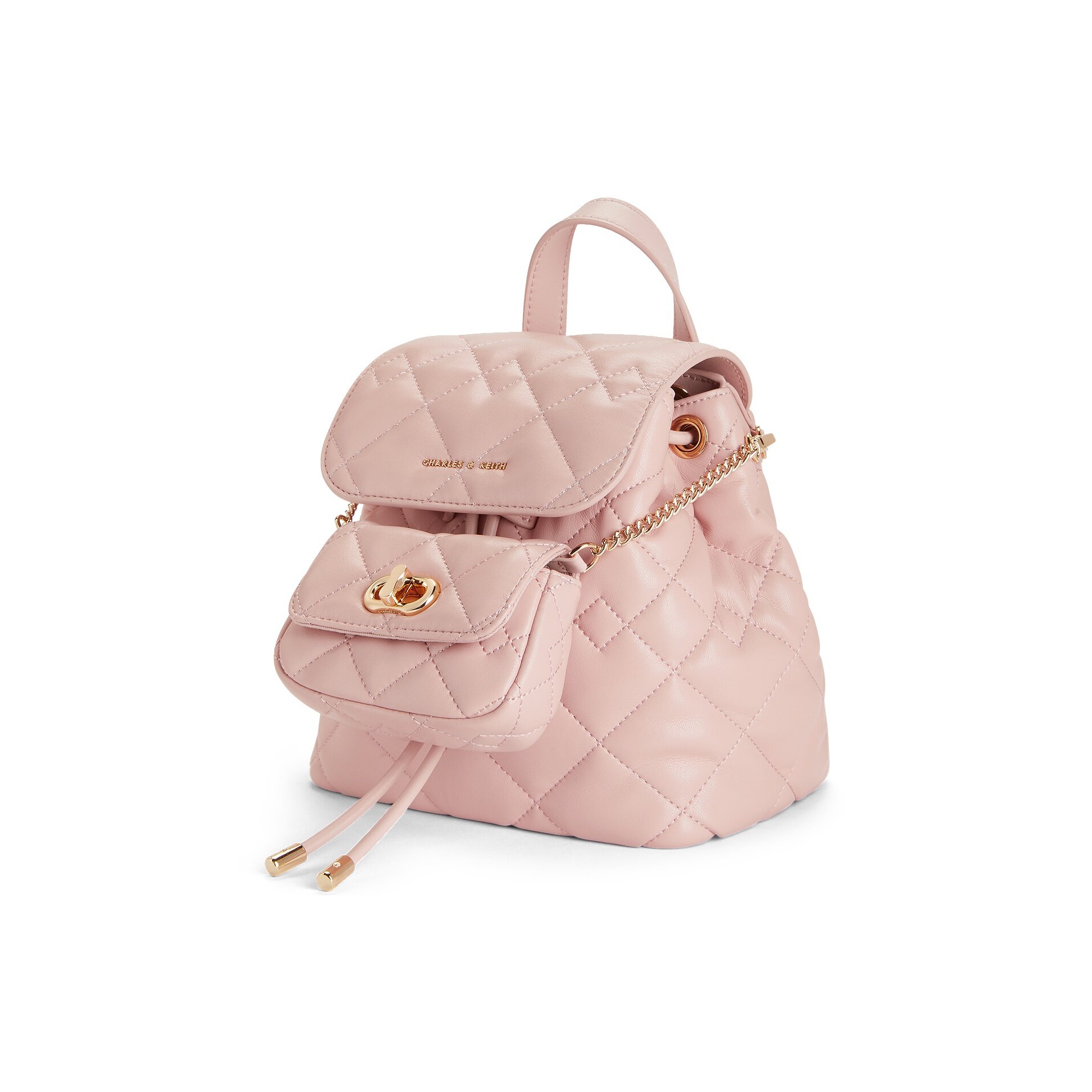 Сумка CHARLES & KEITH, фактура стеганая, розовый, — фото 1