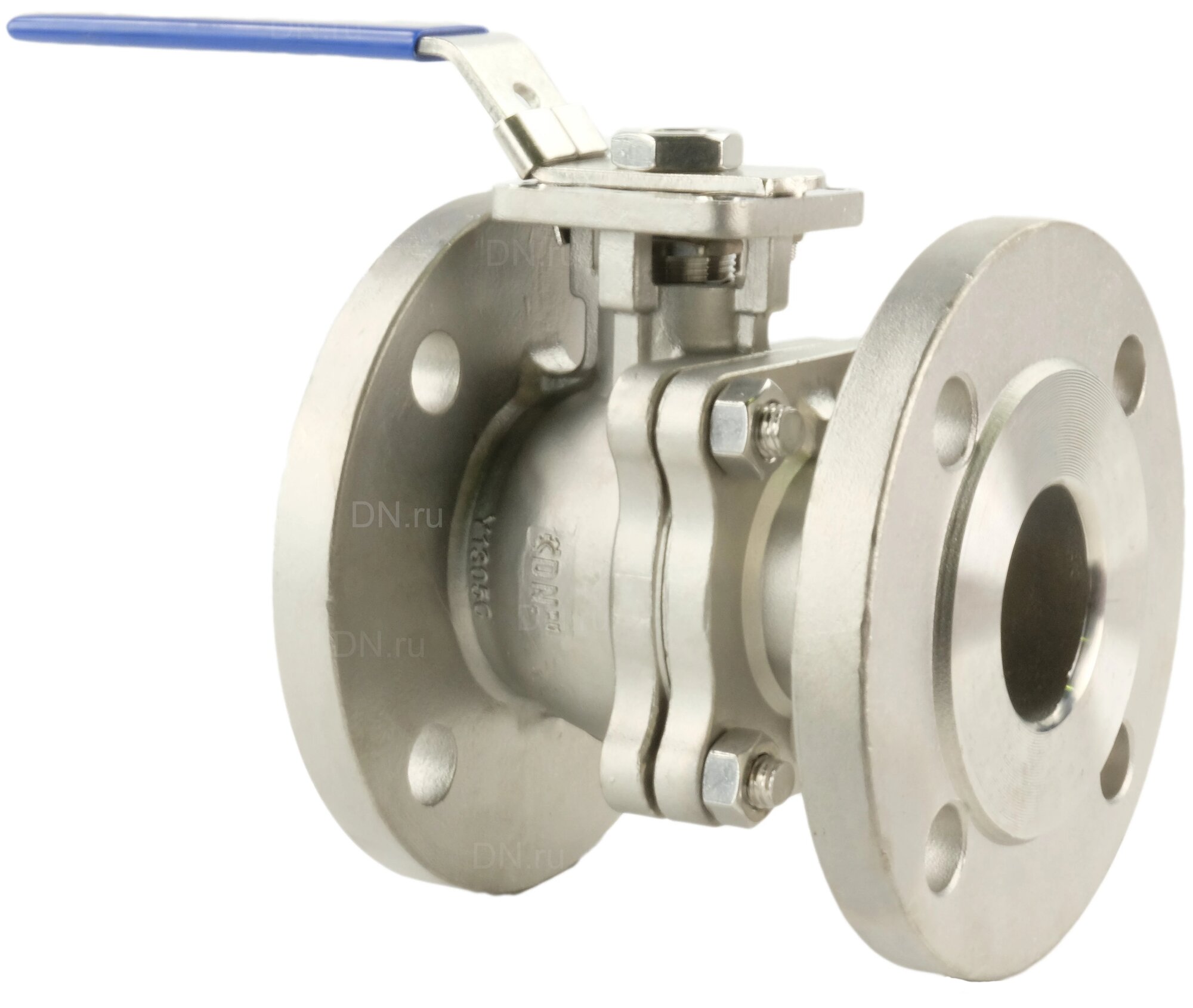 Кран шаровой DN.ru кшфп.316.200 Ду50 Ру40 полнопроходной двухходовой, нержавеющая сталь 316, фланцевый, уплотнение - PTFE, с ISO-фланцем и рукояткой, 14х14, F05/F07