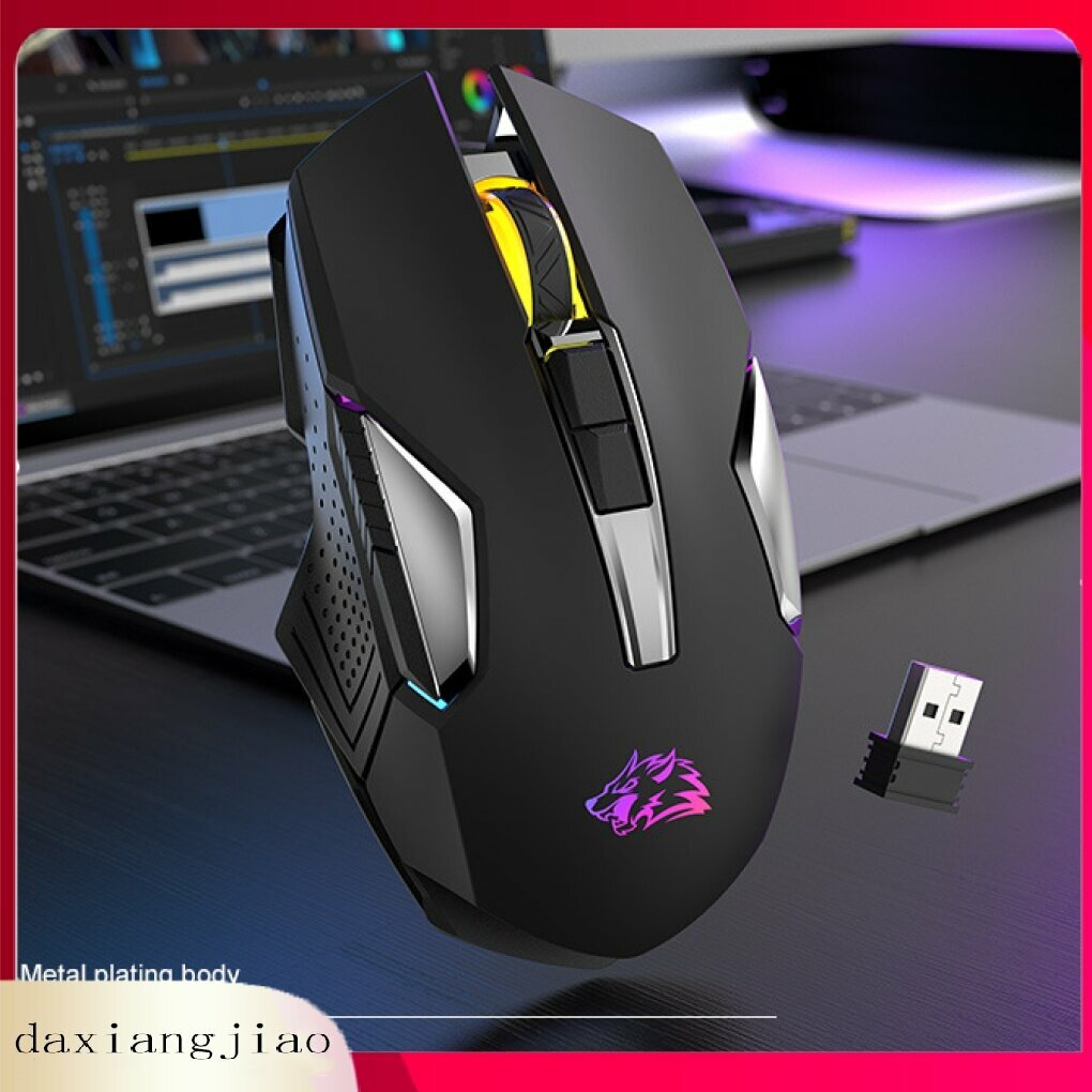 Мышь беспроводная Woif X18 компьютерная с RGB подсветкой мышка для компьютера ноутбука пк тихая/бесшумная usb type c оптическая черная wireless mouse