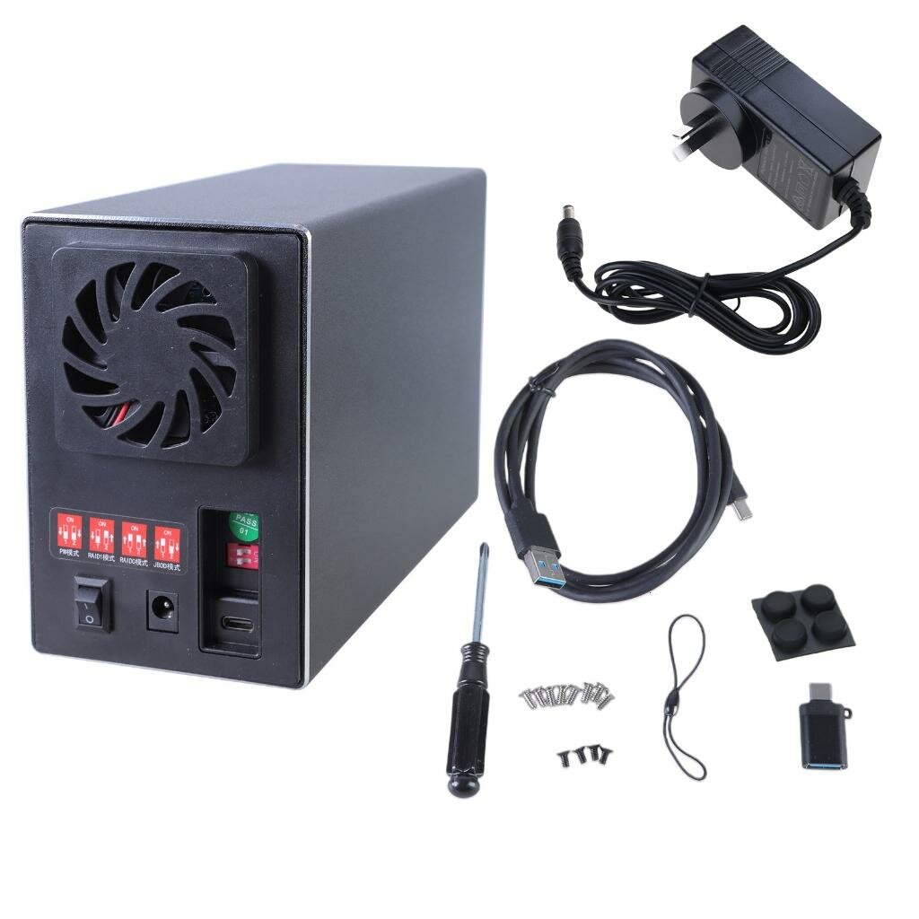 2-слотовый корпус для HDD 3.5" с USB C и USB A, Австралийское регулирование