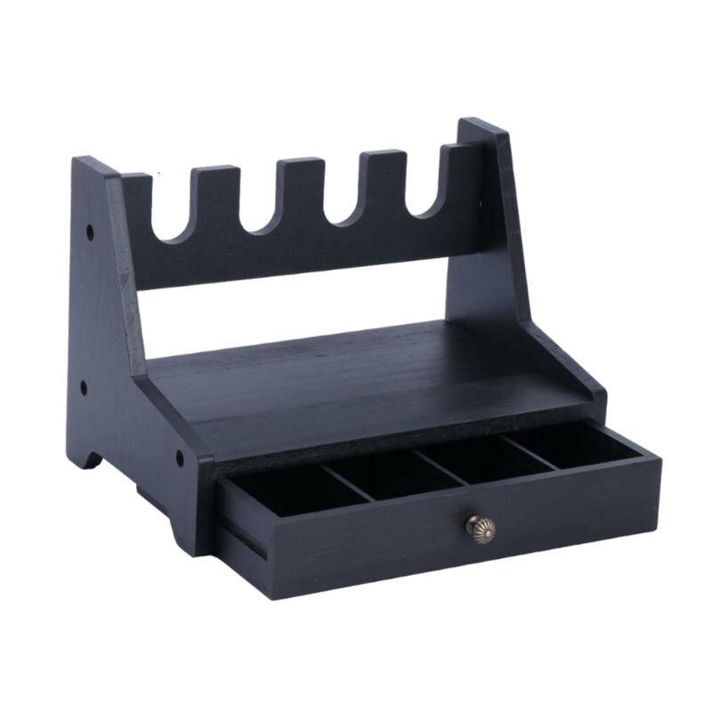 Деревянная стойка для хранения пистолетов, 4 или 6 слотов, Черный с 4 слотами