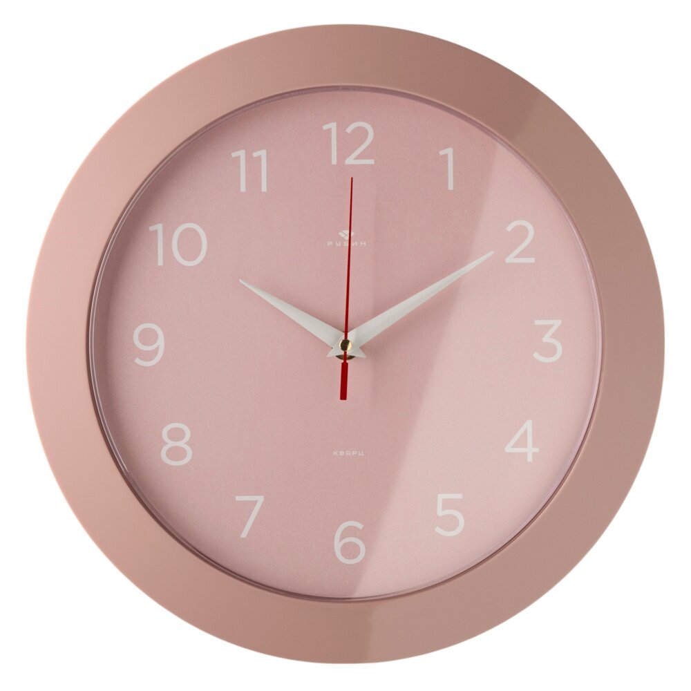Часы настенные 3125-007 круг диам 31СМ классика пластик/стекло/металл КОРП розовый рубин
