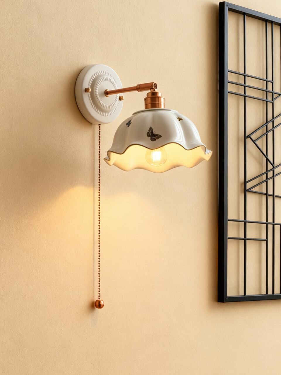 Бра, Белый Керамический Абажур, Французский Винтажный Стиль