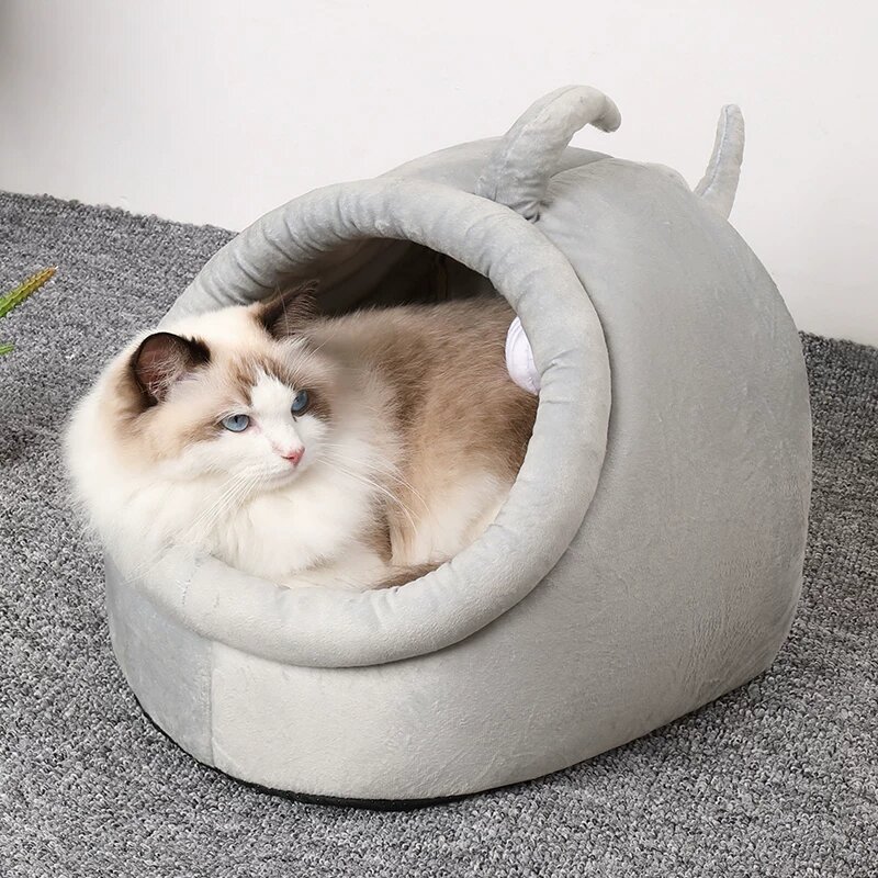 Кошачье гнездо тепло зимой, подходит для всех сезонов, кошачий домик, полузакрытая кошачья кровать, зимнее гнездо для