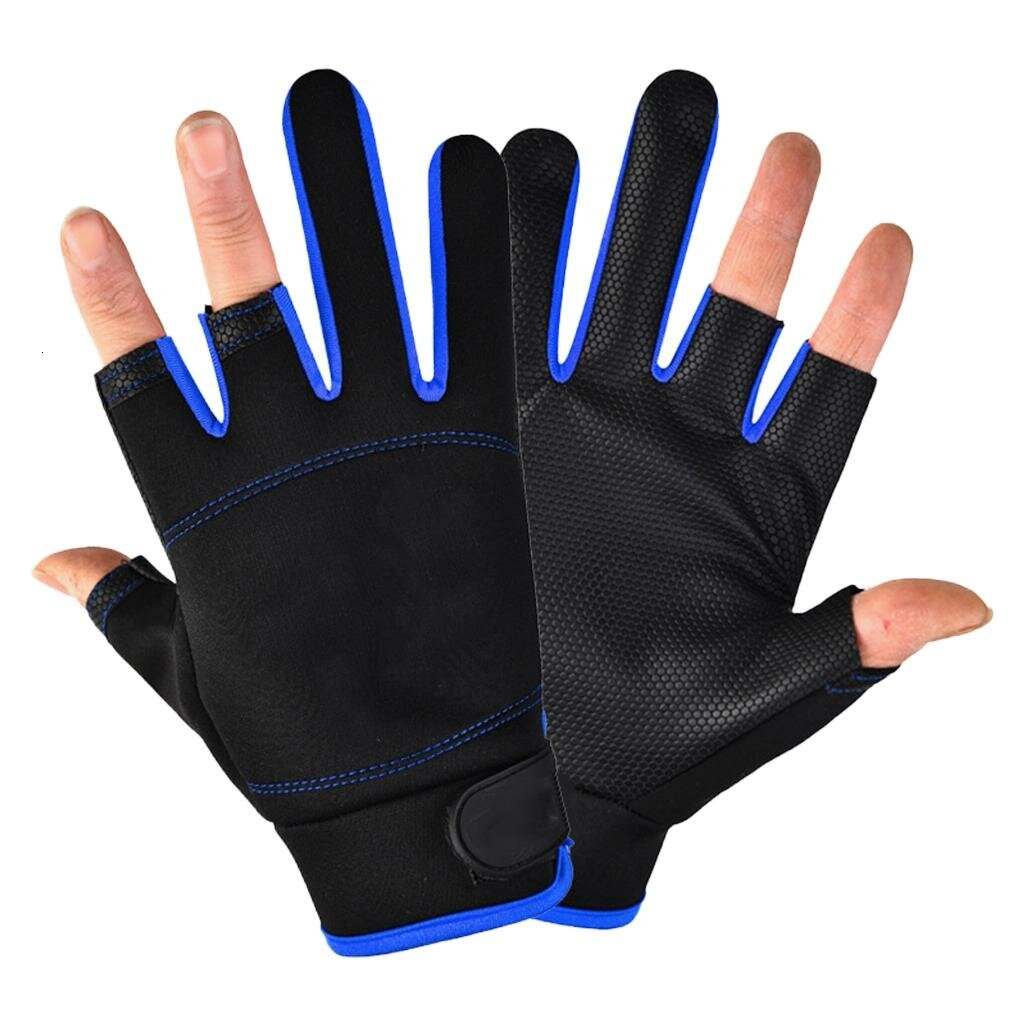 Перчатки для яхтинга трехпалые дышащие, Синий