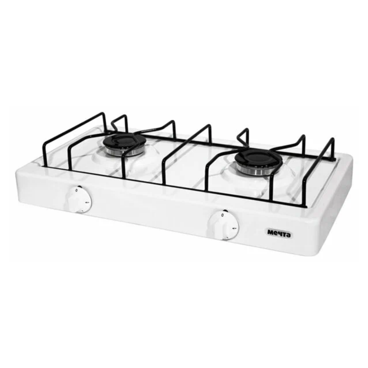 Плитка настольная Мечта 200М, белый, газовая, эмаль, 2 конфорки