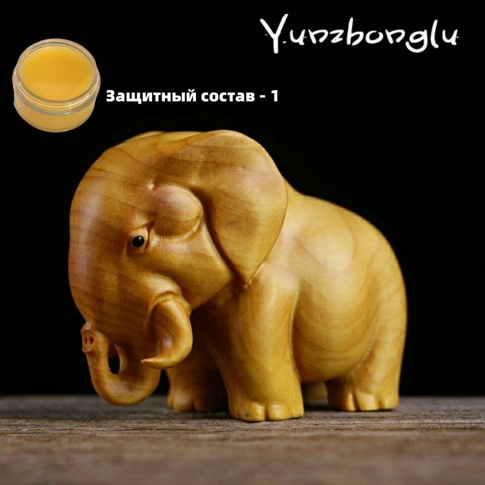 Yunzhonglu Резьба из ябланика, экспонаты, слон, носорог, бегемот. В комплект входит защитный состав.