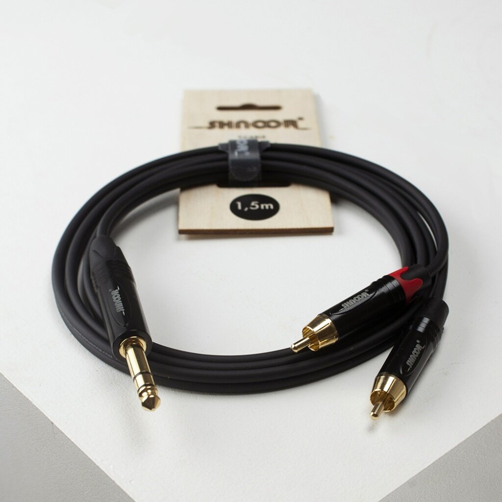 Кабель 6,3мм стерео-2хRCA, 1м, SHNOOR JS2RCA-1m Y