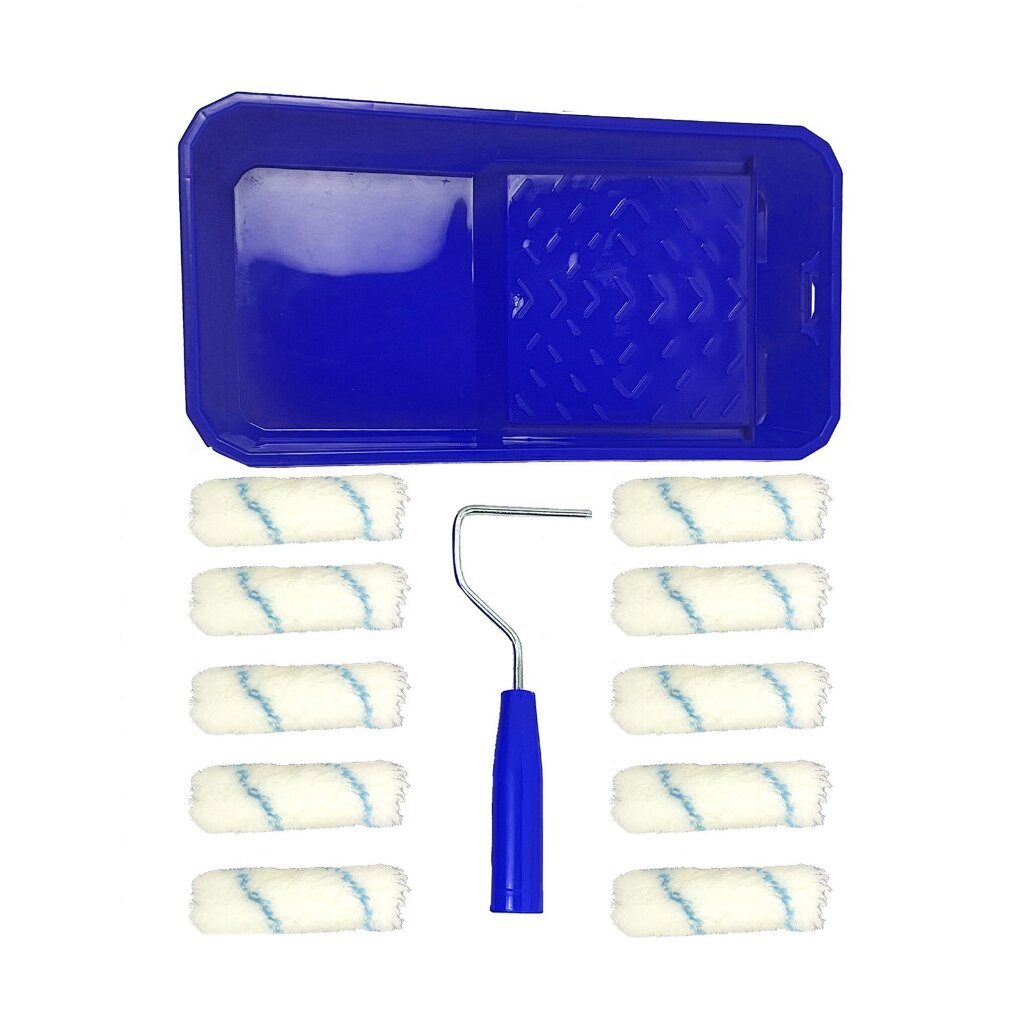 4-дюймовые валиковые кисти с пеной, ручная настенная кисть в синюю полоску, Малярный валик