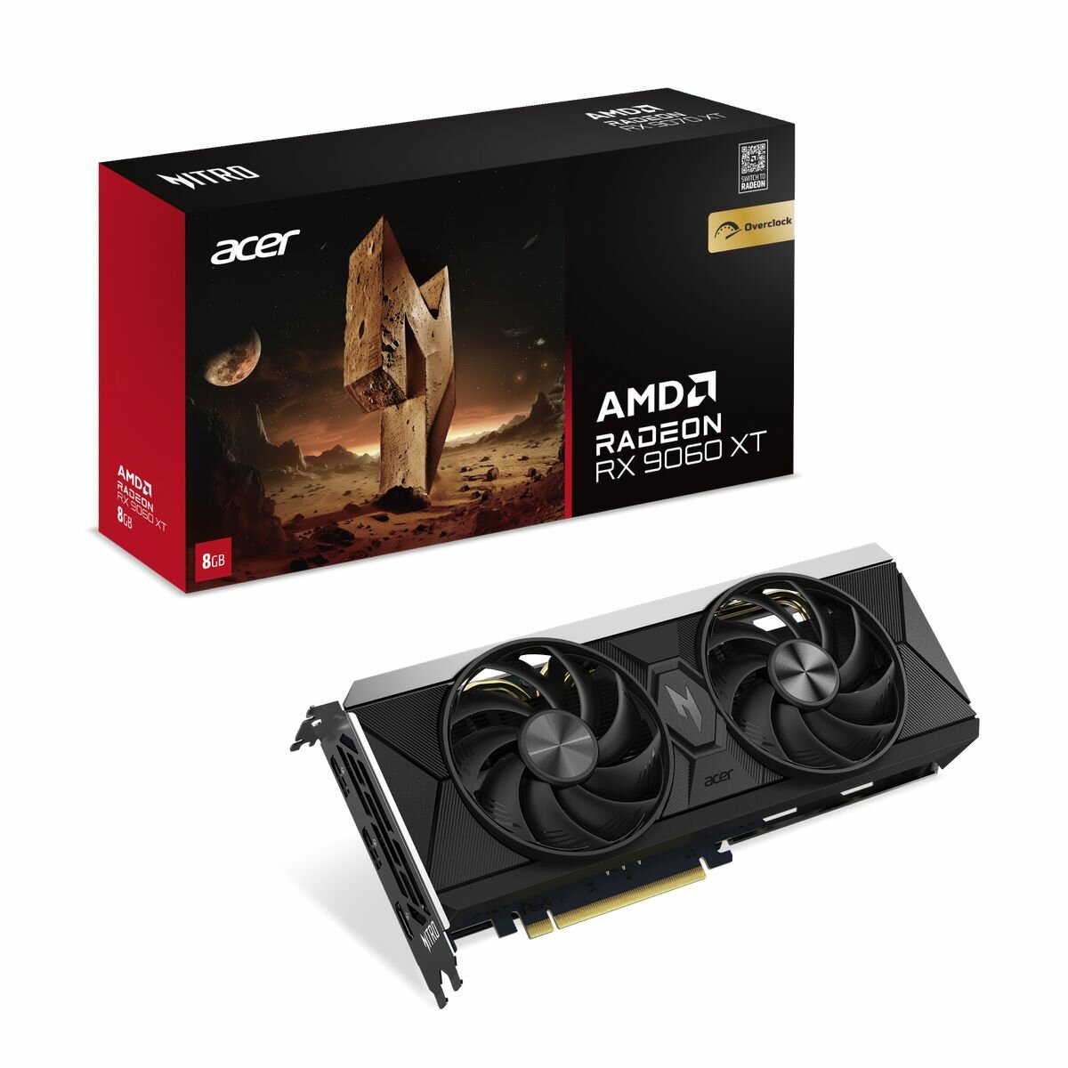 Видеокарта Acer Nitro AMD RX9060 XT OC, 8 ГБ, GDDR6, черная (DP. Z4UWW. P01)