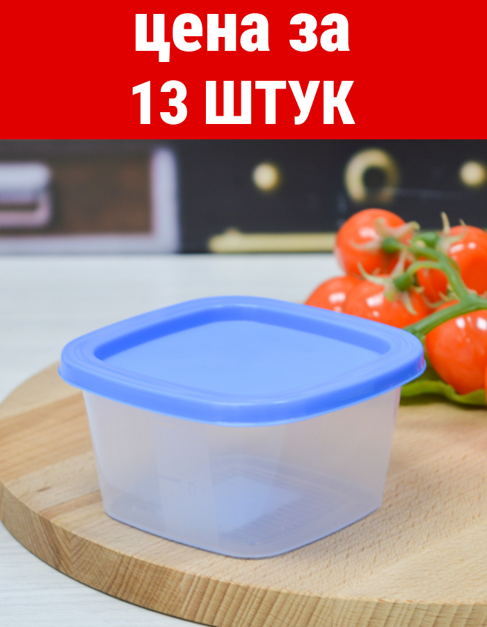Комплект 13 шт, Контейнер 0.23л Bio Fresh квадратный, в ассортименте