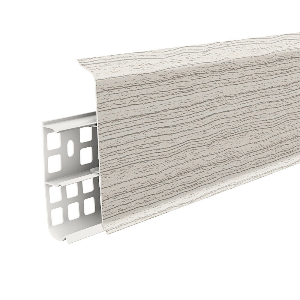 Плинтус ПВХ напольный Деконика 100 мм ясень серый 2200 мм