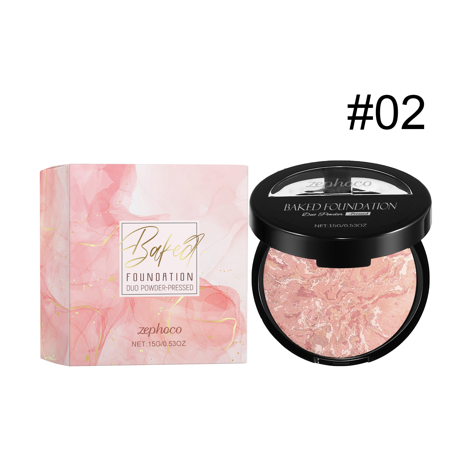 Zephoco Oil Control Concealer Powder #02 (персиковая пудра + светло-золотой перламутровый оттенок) Легкая, тонкая, портативная консилерная пудра с матовым финишем для подкрашивания макияжа.