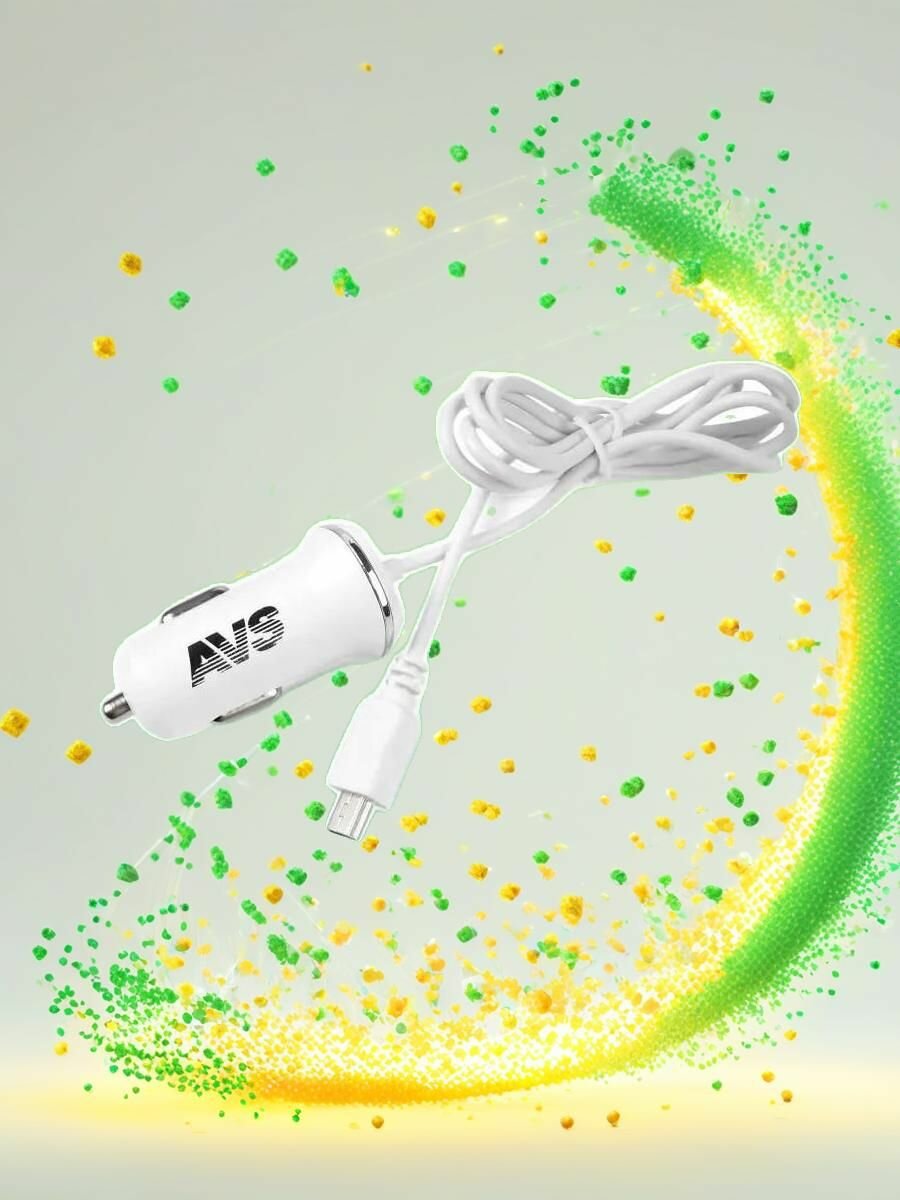 Автомобильное зарядное устройство AVS с mini USB CMN-213 (1.2А). для регистраторов и антирадаров