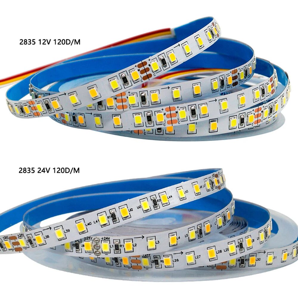 YSRSAI Двухцветная Светодиодная Лента SMD 2835 5м DC12V/24V для шкафов