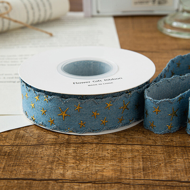 Джинсовая лента с принтом звезд 10 ярдов декоративная тесьма для творчества