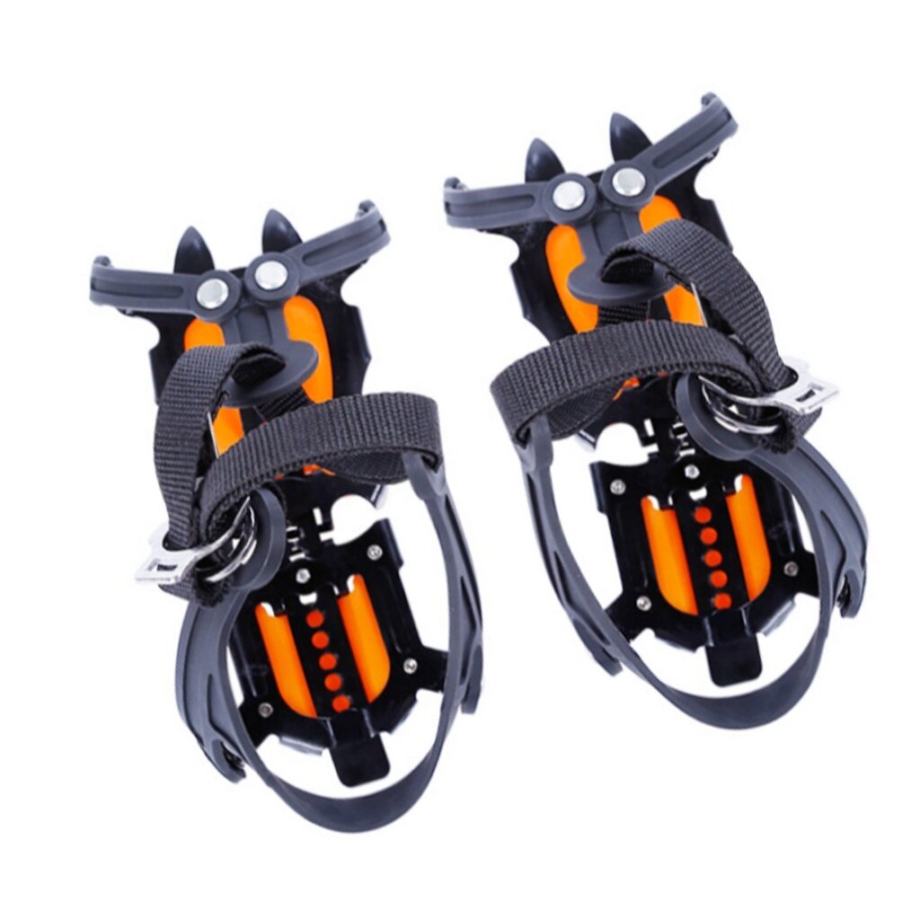 Нескользящие кошки для ледолазания на ремне с 10 зубьями-оранжевый