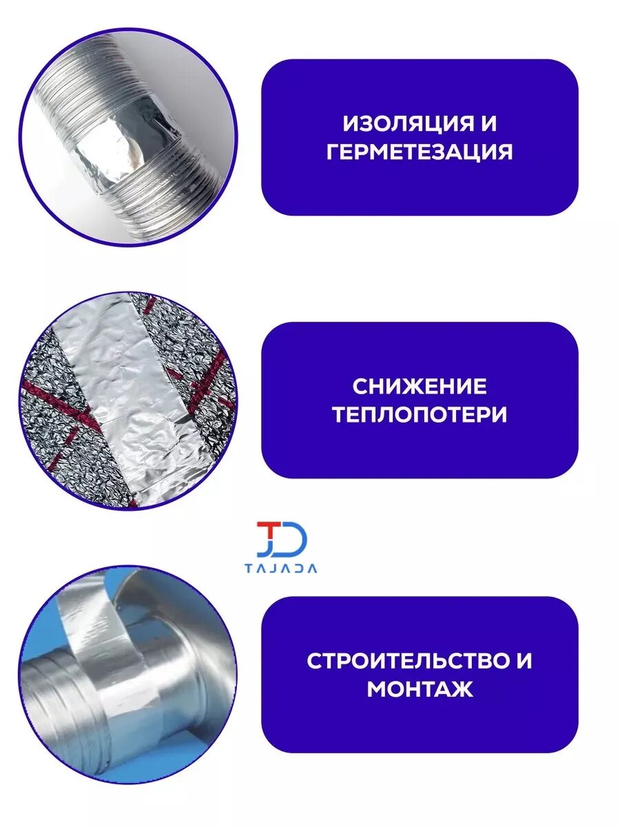 Алюминиевый скотч фольгированный, термостойкий 50мм*20м