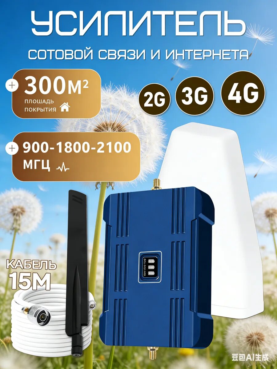 Усилитель сотовой связи и интернета-телефона 2G, 3G и 4G, 900 - 1800-2100 МГц -усилитель gsm сигнала