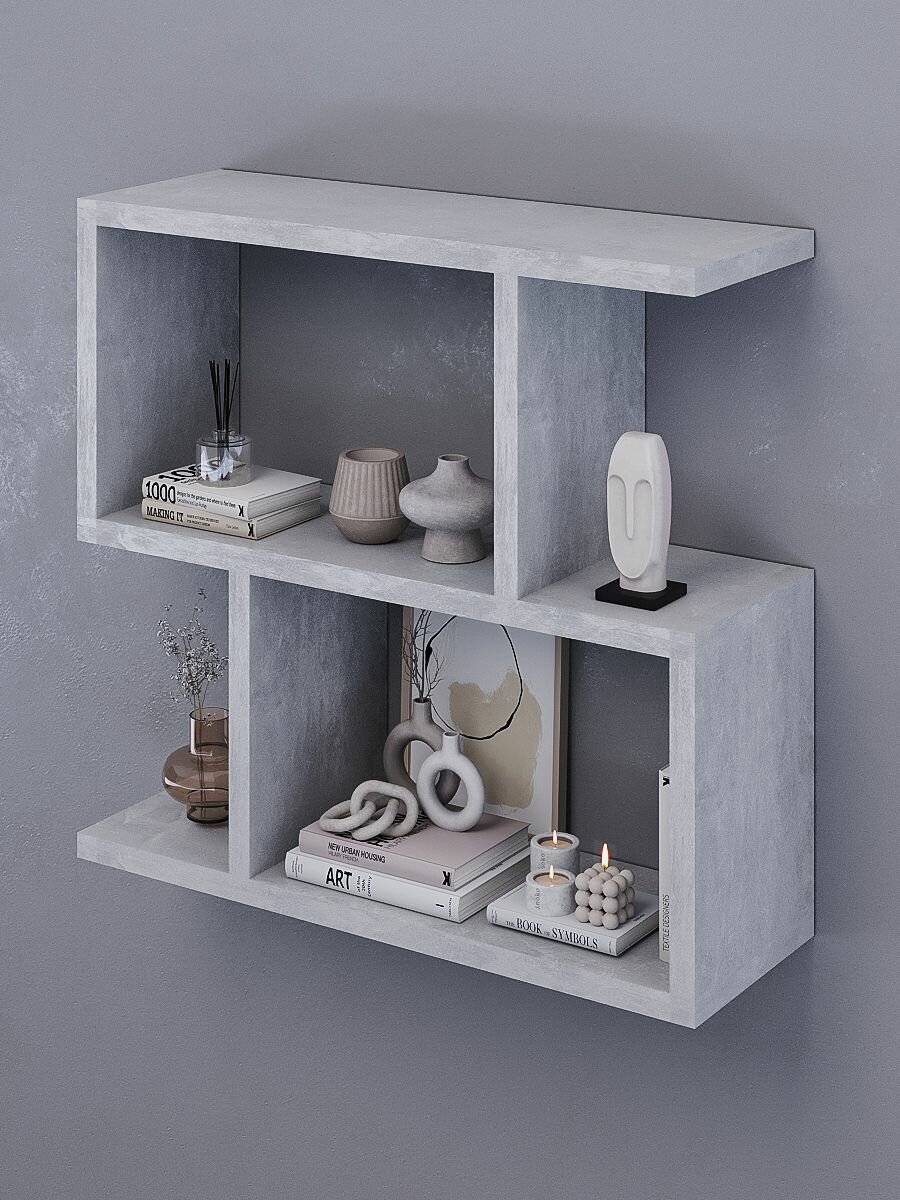 Полка Настенная Прямая, 45х15х44 см, 1 шт, 45x15x44 см, Дерево