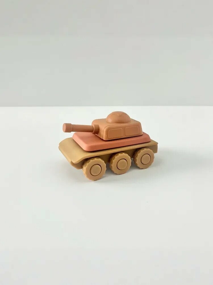 Силиконовый танк-конструктор для малышей 1-3 лет Съёмные детали, Безопасный пищевой силикон, Развитие моторики и цветовосприятия