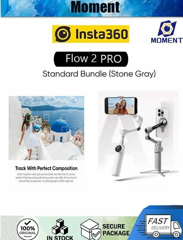Insta360 Flow 2 Pro стабилизатор для смартфона 3-осевой Стандартная версия пакета, серый(Стандартный костюм)