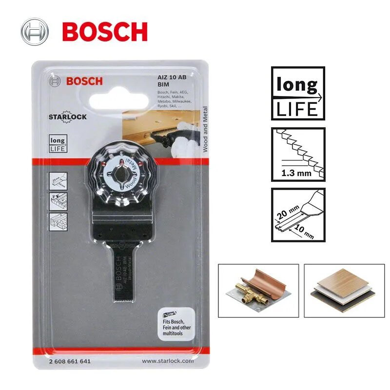 Лезвие для резки дерева и металла Bosch star Lock AIZ 10 AB для реставратора
