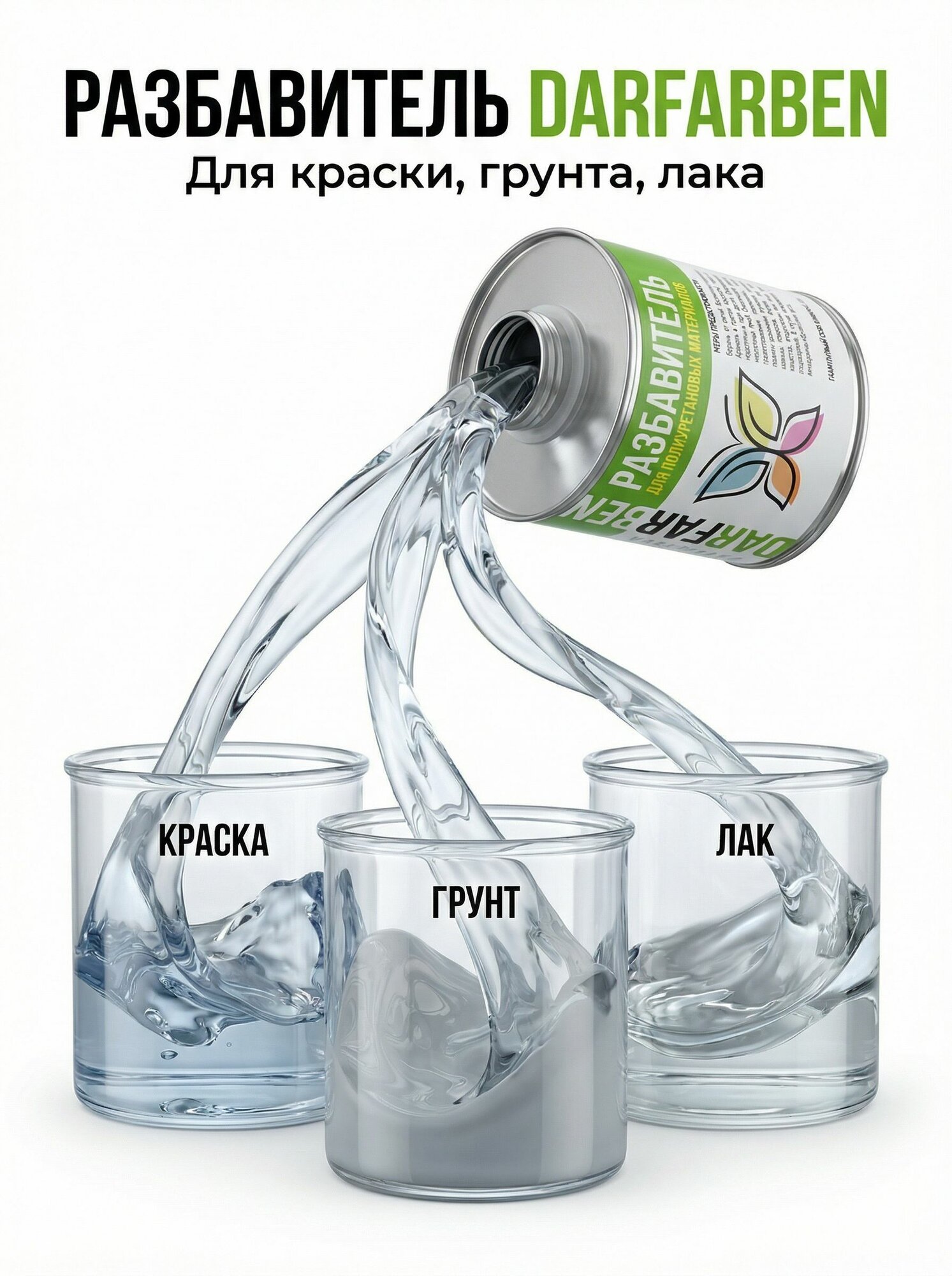 Растворитель для полиуретановой краски и грунтовки, разбавитель универсальный 250 мл DARFARBEN