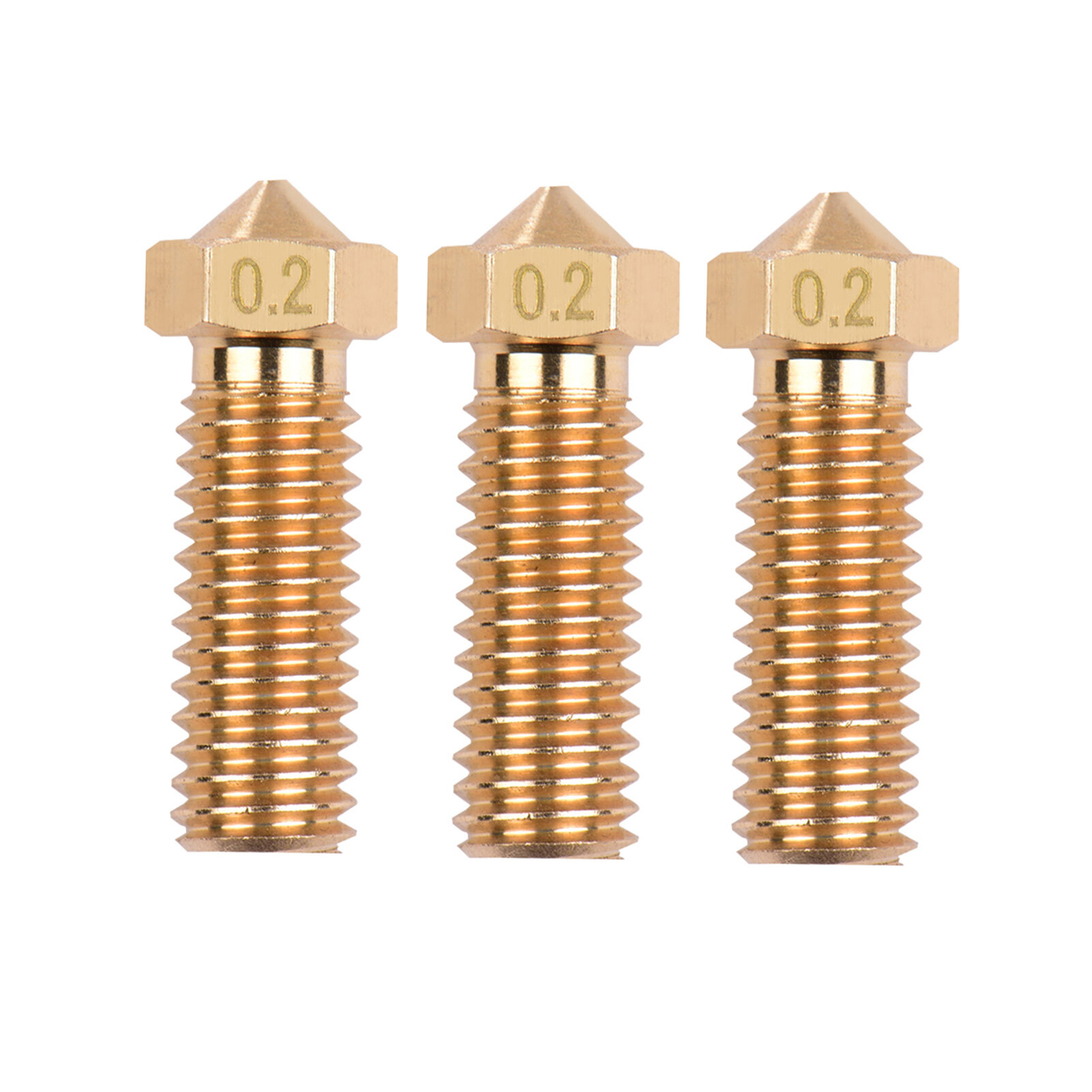 3 шт. Латунные сопла-экструдеры для 3D-принтера типа «вулкан» с резьбой M6 и выходным диаметром 0,2 мм для филамента Sidewinder X1 TEVO Little Monster 1,75 мм