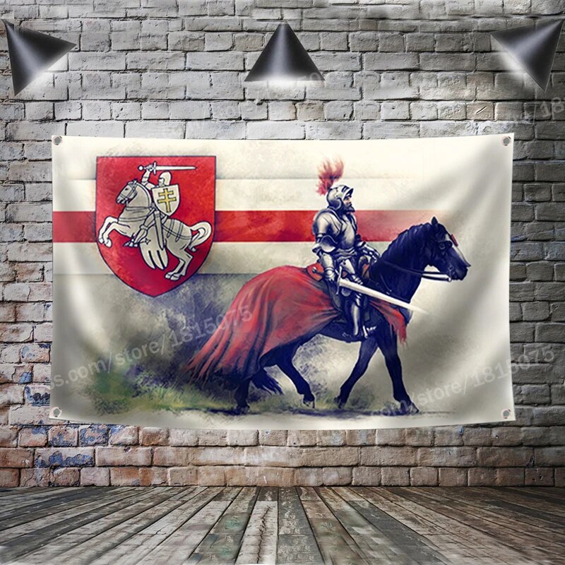 Белорусский Ретро Белый Рыцарь Флаг из полиэстера 90 x 150cm(3x5FT), NO.3
