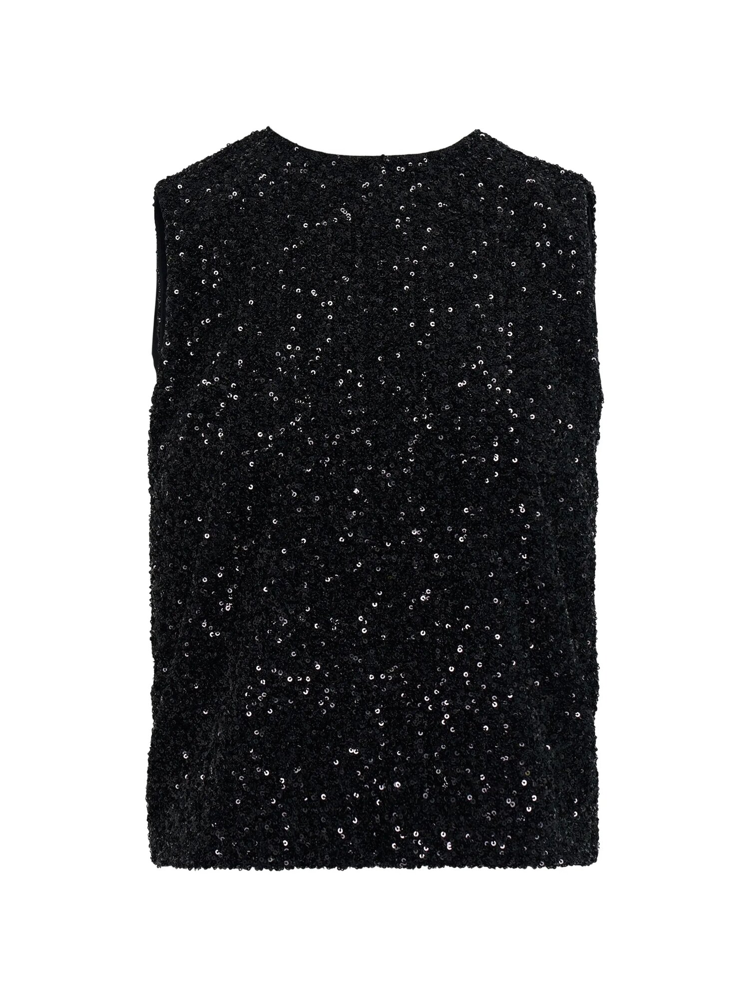 Топ N° 21 Sequins sleeveless top, размер 42, черный