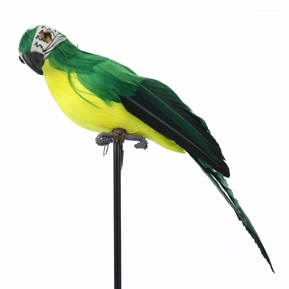 Искусственные пестрые птицы из пенопласта Изумрудный, Parrot Green 25cm