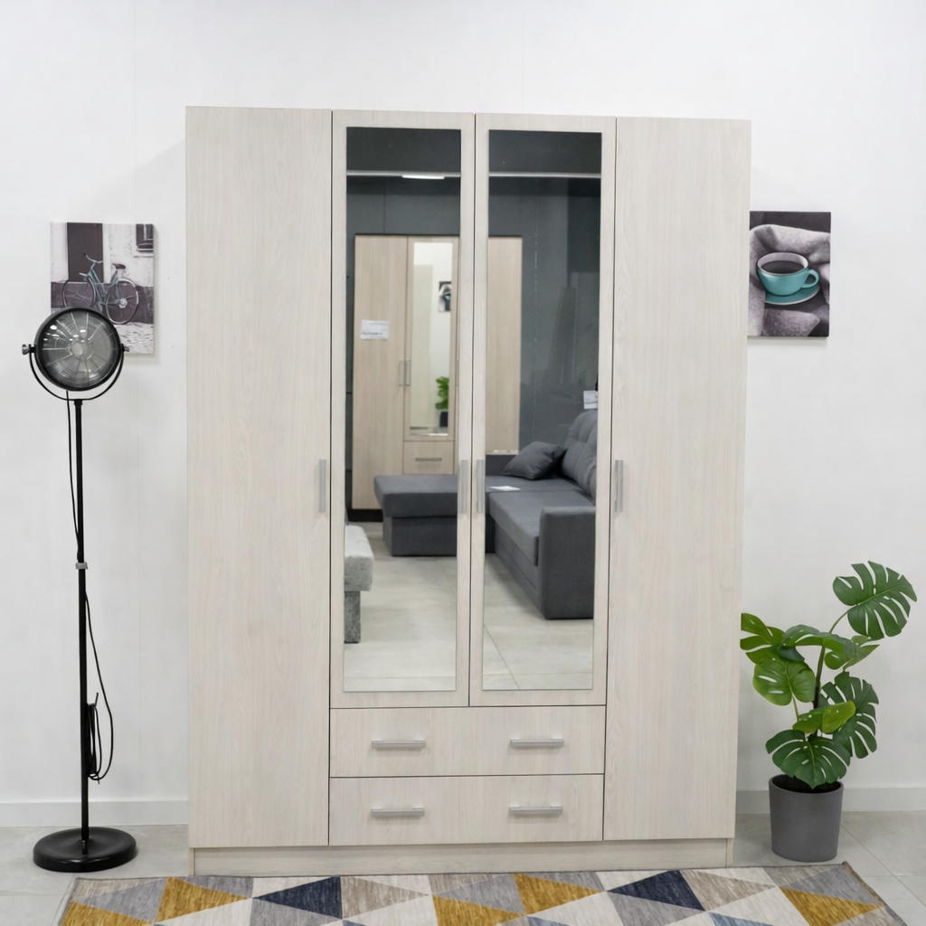 Шкаф Квадро распашной для одежды, четырехстворчатый, 160×220×50 см, анкор
