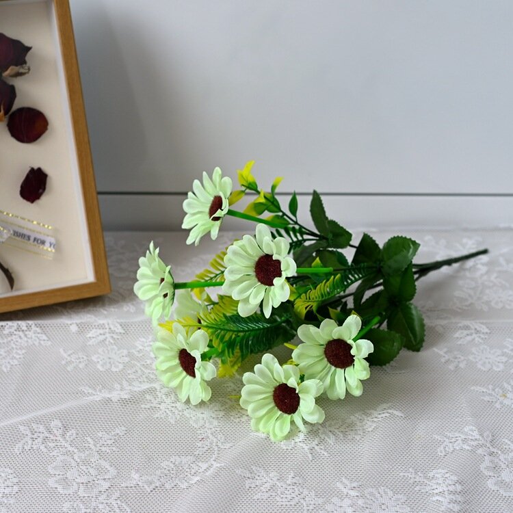 Искусственная ромашка, фальшивый цветок, 7 головок, гербера, ромашка, шелковый цветок, декоративная хризантема, цветочное искусство, искусственный букет