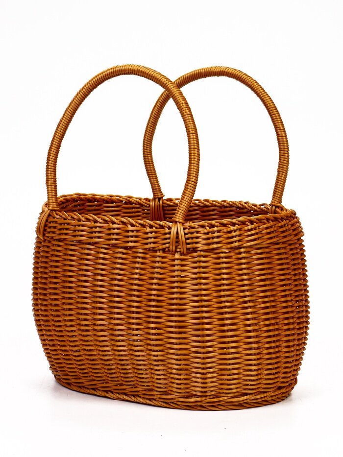 Корзина пластик 32 х 25 х 21 см, ручка17 см коричневый