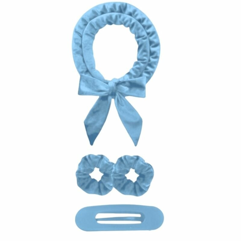 (1 комплект) Набор бигуди без нагрева "Бант" - синий, 4 предмета, в коробке