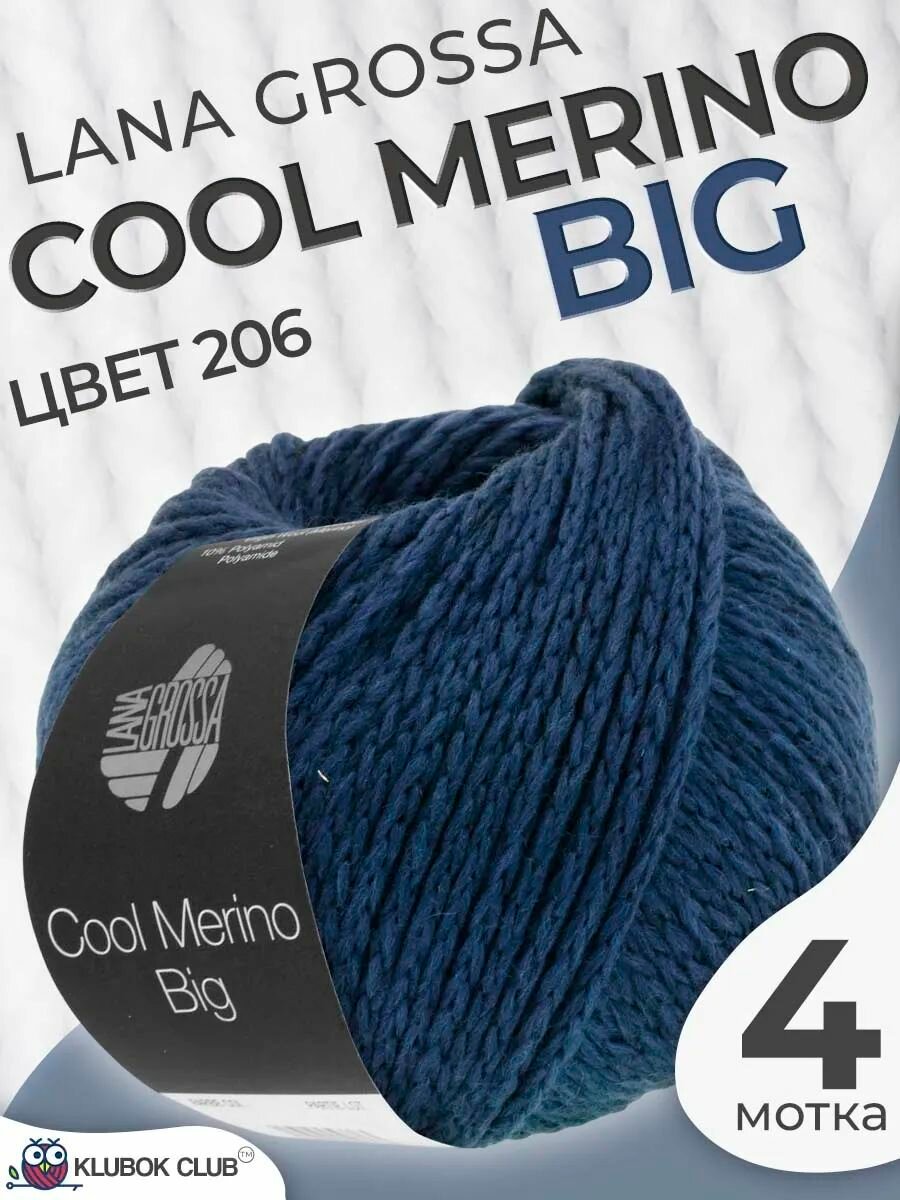 Пряжа для вязания Lana Grossa Cool Merino Big шнурок, цвет 206, 4 мотка