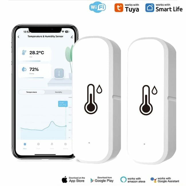 Wi-Fi Датчик Температуры И Влажности: 4 Штуки Комплект Для Дистанционного Мониторинга - Беспроводной Граффити Термометр С Умными Оповещениями For Дома, Офиса Или Умного Дома