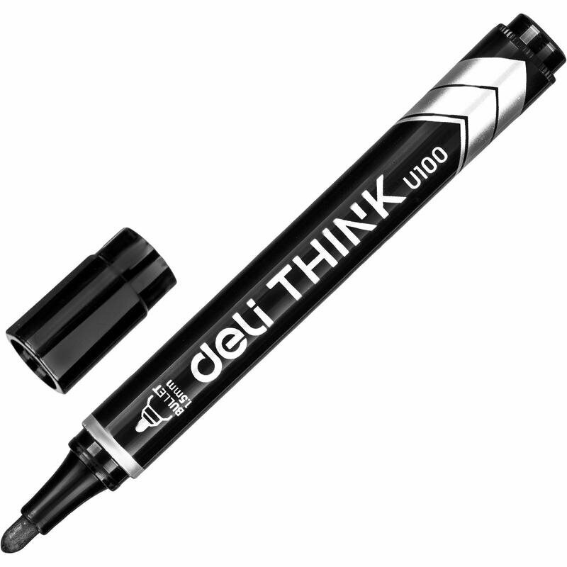 Маркер Deli "Think", перманентный, круглый наконечник, толщина линии 1,5 мм, черный