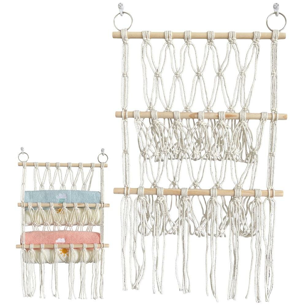 Сетчатые мешки для хранения с деревянным каркасом, складной тканевый органайзер с высокой эластичностью, бежевые контейнеры для хранения дома, белья, игрушек (14,9x18,1/24,8/30,7 дюймов)