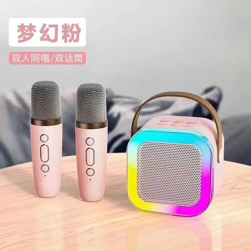 Портативная Bluetooth-колонка K12 для домашнего использования, беспроводная караоке-колонка с микрофоном для пения на открытом воздухе.