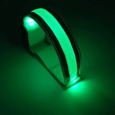 Светодиодные повязки на руку, мигающий оптоволоконный светящийся браслет, Изумрудный, зеленый